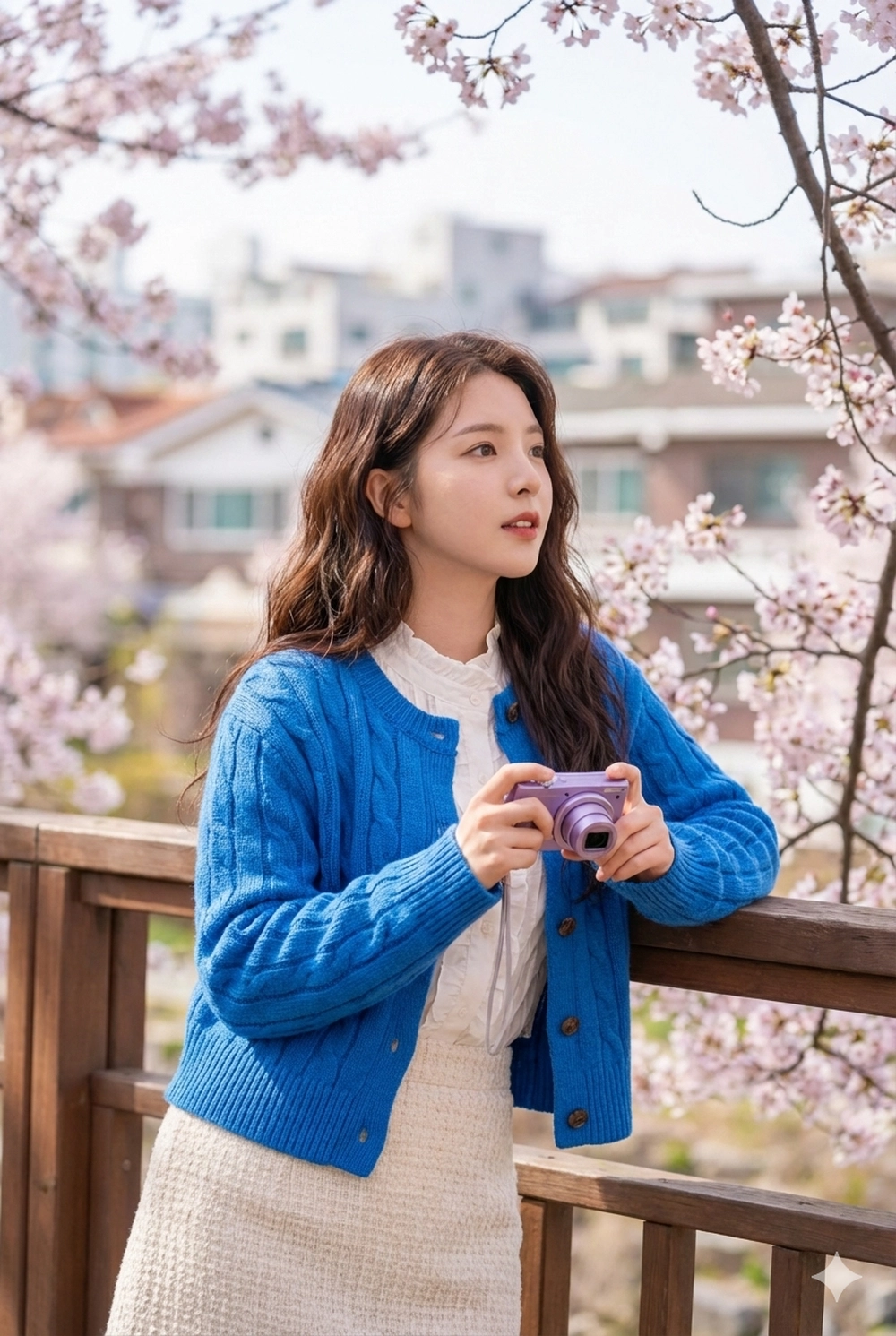 Prompt tạo ảnh bên hoa mai anh đào rực sắc xuân