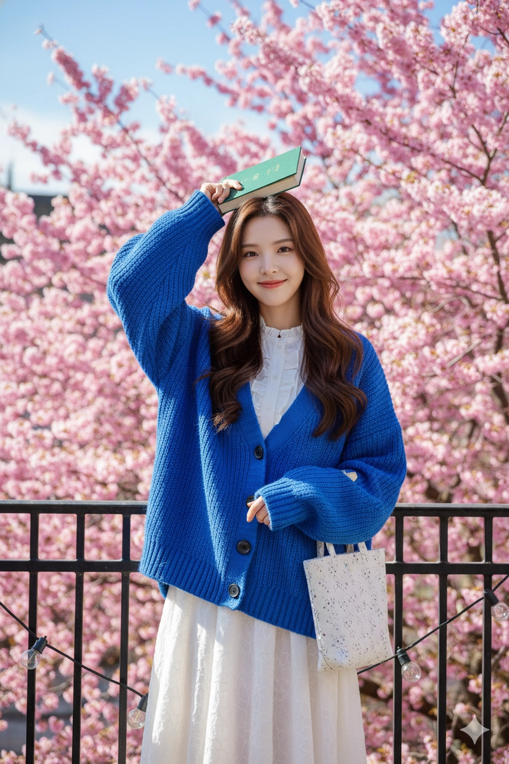 Prompt tạo ảnh bên hoa mai anh đào rực sắc xuân